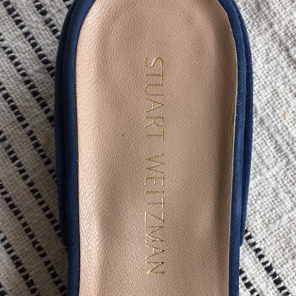 Stuart Weitzman Blue Suede Leather Slide Sandal, Made… - Gem